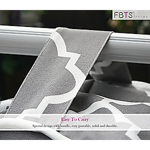 FBTS Prime Inflatable Footstool Ottoman Grey Geometry Round 21x9 Inch Patio Foot Stools and Ottomans Portable Footrest