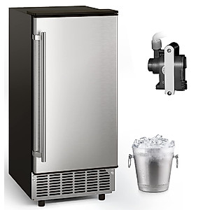 GLACER Under Counter Ice Maker, 80lbs/ 24H, Built-in Ice Machine with Drain Pump, Reversible Door, 24H Timer & Self-Cleaning, Freestanding Ice Cube Machine for Commercial and Home Use