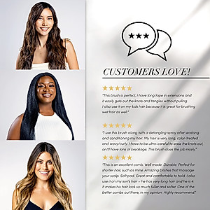 Detangling Brush Safe for Hair Extensions by The Hair Shop, 909 Ergonomic Detangler Brush for Dry or Wet Hair, Combs, Glides Thru Natural, Curly, For Men & Women