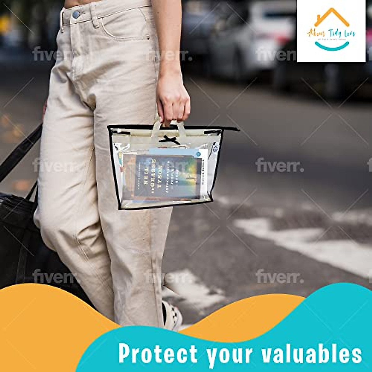 About tidy love Dust Bags For Handbags, Clear Purse Storage Organizer for Closet - Dust Free, Waterproof & Protective Purse Dust Bag with Zipper & Handles - 3x Transparent Purse Holder + 3 Hooks (1)
