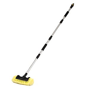 CARCAREZ 10" Flow Thru Dip Car Wash Brush Head with Soft Bristle for Auto RV Truck Boat Camper Exterior Washing Cleaning (Brush with 60" Handle)