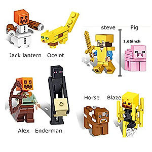 UputCook 16-Pack Minecraft Figures |1.65 Inches Minecraft Stitching Set Toys| Educational Toy Set for Children Boys and Girls