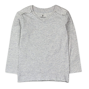 HonestBaby Baby 5-Pack Long Sleeve T Shirts 100% Organic Cotton for Toddler, Little Kids Boys, Girls, Gray Ombre, 18 Months