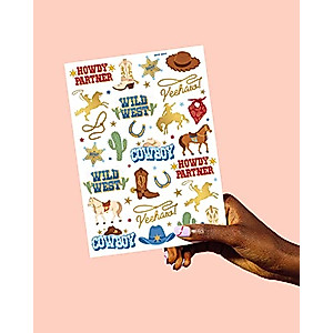xo, Fetti Cowboy Temporary Tattoos for Kids- 52 Foil Styles | Rodeo, Boys Cowboy Crafts, Birthday Party Favors, Western Baby Shower Decorations