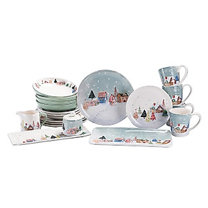 Bico Nordic Village 11 inch Dinner Plates, Set of 4, for Pasta, Salad, Maincourse, Microwave & Dishwasher Safe