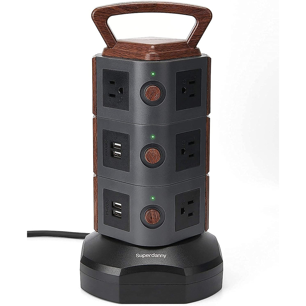 SUPERDANNY Surge Protector Tower - 10 Outlets & 4 USB
