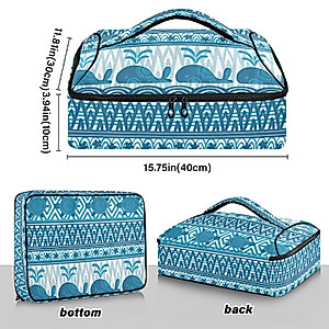 NFMILI Casserole Carrier for Hot and Cold Tribal Whale Turtle Print, Insulated Food Delivery Bag Reusable Warmer Carrier Bag with Inner Pocket Aesthetic Print 15.75×11.81×3.94 inch