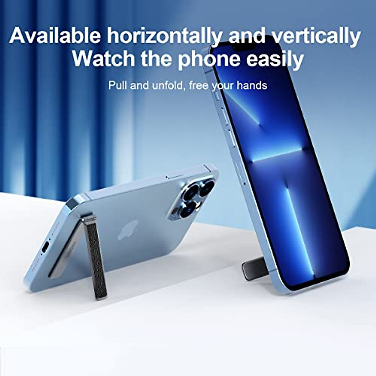 Hagibis Phone Kickstand Vertical and Horizontal Stand Adjustable Angle Aluminum Phone Holder Compatible with iPhone 13 12 Pro 13 Mini 13 Pro Max, Samsung and Xiaomi (New Black)