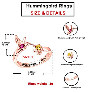 QYYGYLLR Women's Forever-Love Hummingbird Open Rings