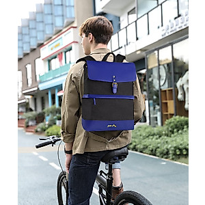 MEL JUN Laptop Backpack for School and Travel , 15.6 Inch Durable Casual Laptop Computer Backpack, Waterproof Resistant College Bookbag Gifts for Men Women -Grey with Blue