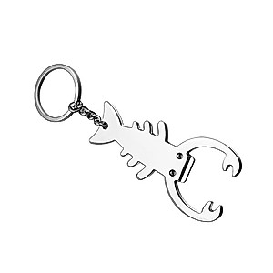 ARFUKA Bottle Opener Keychain Zinc Alloy Scorpion Beer Opener Keyring Beverage Bottle Opener Key Chain Gift for Men and Women Silver