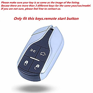 MJKEYAuto Black Leather 4 Buttons Smart Remote Key Fob Cover Chain Case for Maserati Ghibli, Levante, Quattroporte