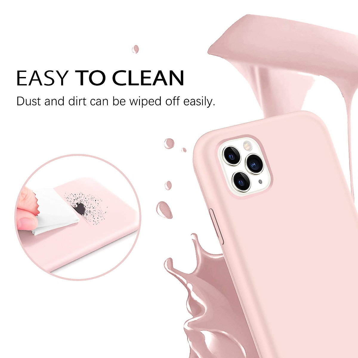 DUEDUE Case for iPhone 11 Pro Case, Liquid Silicone Soft Gel Rubber Slim Cover with Microfiber Cloth Lining Cushion Shockproof Full Body Protective Case for iPhone 11 Pro 5.8" 2019,Pink Sand