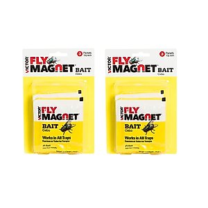2-Pack Victor Fly Magnet Replacement Bait (3-Packets of 12g Bait per Pack=6 baits); Patented Non-Poisonous Bait for Outdoor use; Children, Pets&Environment Safe. Works w/Victor Fly Magnet Trap!