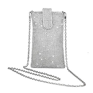 Happyera Bling Rhinestone Evening Handbag Cell Phone Purse Wallet Clutch Crossbody Bag - E