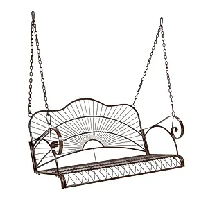 VINGLI Upgraded Metal Patio Porch Swing, 660 LBS Weight Capacity Steel Porch Swing Chair for Outdoors, Heavy Duty Swing Chair Bench for Gardens & Yards (Pattern 3)