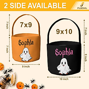 FLOCHIL Personalized Halloween Bags for Trick Or Treat, Custom Baby Halloween Candy Bucket with Name, Halloween Trick Or Treat Bag for Boy, Girl