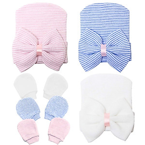 Olreco Newborn Hats and Mittens Baby Girl Hats Newborn Beanie Baby Beanies for Baby Hat Baby Hats 0-6 Months Newborn Girl Hats
