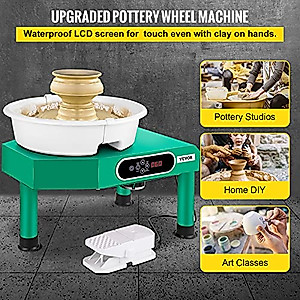 VEVOR Pottery Wheel, Pottery Forming Machine 9.8" LCD Touch Screen, 350W Ceramic Pottery Electric DIY Clay Sculpting Tools, Foot Pedal & Detachable ABS Basin for Adults and Beginners Art Craft