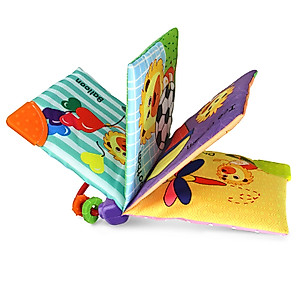 Hapavis Teething Cloth Books Soft Activity Crinkle Baby Books Toys for Early Education for Babies Teether Ring Shape and Colors