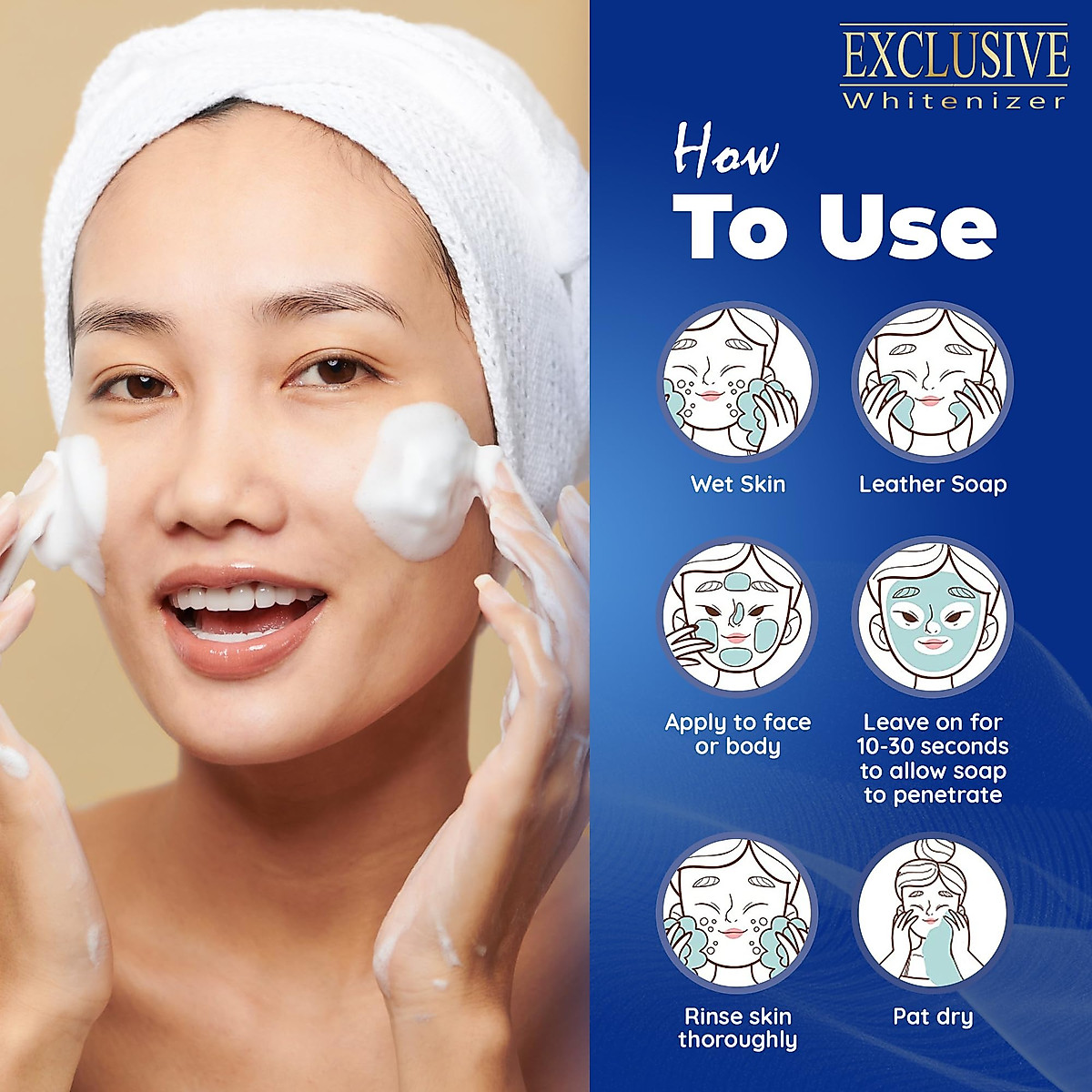 FAIR & WHITE Exclusive Exfoliating Soap, 200g / 7oz - Moisturizing Bar Soap For Face and Body