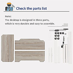 bilbil 59 Inches L-Shaped Height Adjustable Electric Standing Desk, Sit to Stand Desk Home Office Computer Desk with Lockable Casters, Oak Top, White Frame