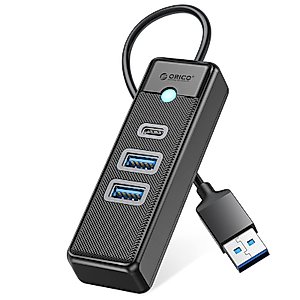 ORICO USB C Hub 3 Ports USB 3.1 Type C to USB 3.0 Hub Adapter with 2 USB A, 1 Type C for Laptop, Mobile Phone, Tablet with 0.5ft Cable, Compatible with Mac OS 10.X and Above, Linux, Android