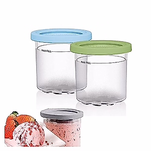 EVANEM 2/4/6PCS Creami Pints, for Ninja Ice Cream Maker Pints,16 OZ Ice Cream Pint Cooler Bpa-Free,Dishwasher Safe Compatible NC301 NC300 NC299AMZ Series Ice Cream Maker,Blue+Green-2PCS