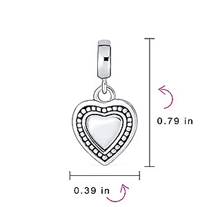 Vintage Style Personalized Gift Dangle Script Initial Alphabet Letter T Heart Charm Bead For Women For Teen Solid .925 Sterling Silver Fits European Bracelet Custom Engraved