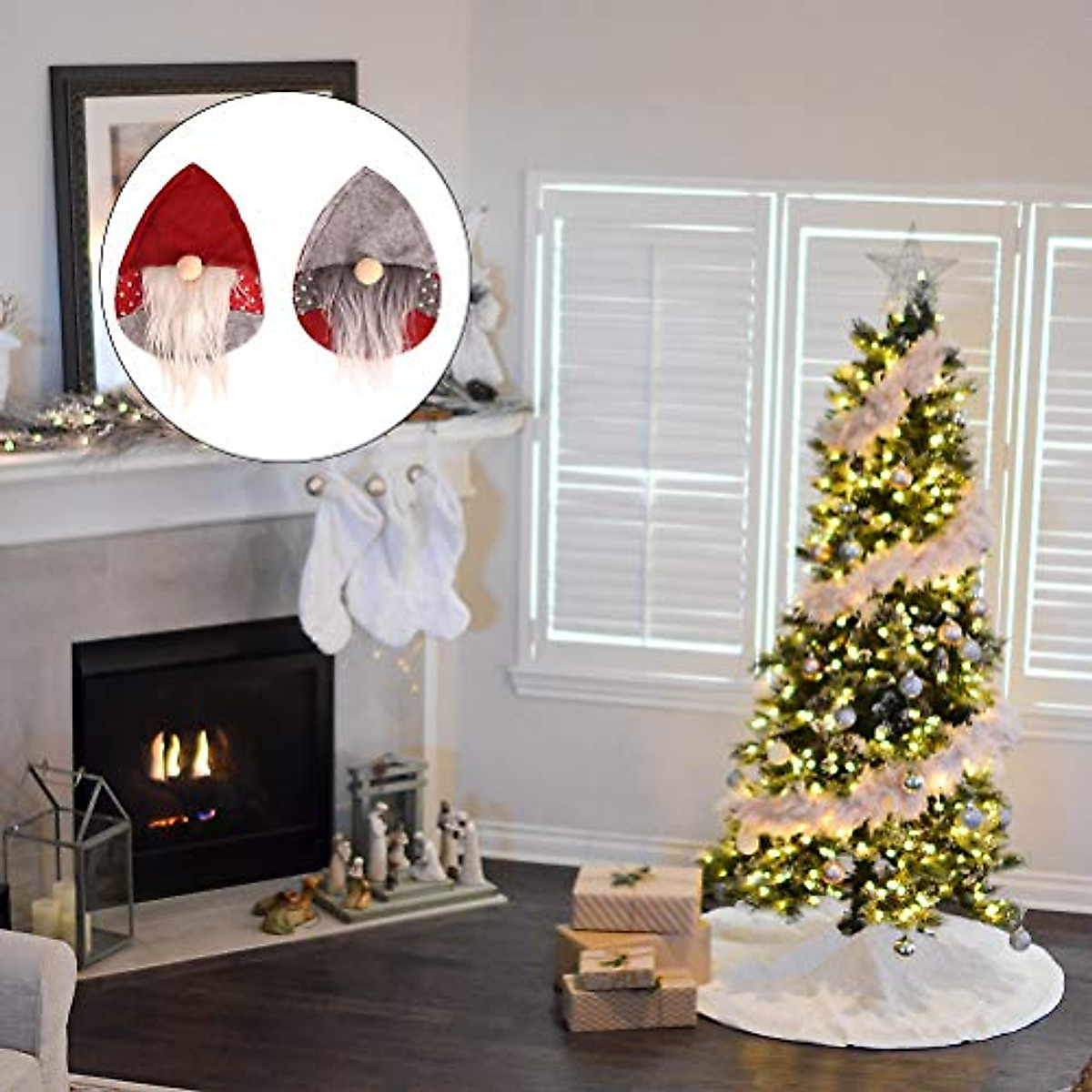 Amosfun Christmas Tableware Cover Silverware Holder Christmas Table Decor Red Grey for Christmas Party