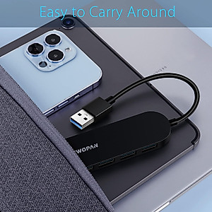TWOPAN 4-Port USB 3.0 Hub, Ultra Slim USB Multiport Adapter for Laptop, Desktop, Mac, Surface Pro, XPS, Mouse, Keyboard, Flash Drive, U Disk, Printer - Plug and Play, High-Speed Data Transfer