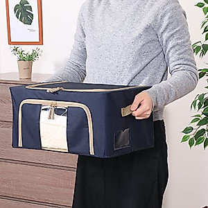 Fuji Boeki 63513 Storage Box, Width 15.4 x Depth 11.4 x Height 7.9 inches (39 x 29 x 20 cm), Blue, 5.6 gal (22 L), with Small Window, Stackable