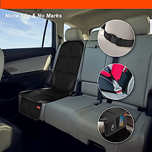 Luckybay Car Seat Protector, 1 Pack Kids Seats Protector XL Size with Thickest Padding and Non-Slip Backing, 2 Mesh Pockets, Durable, Waterproof 600D Fabric, PVC Leather for Baby, Kids, Pet (1 Pack..)