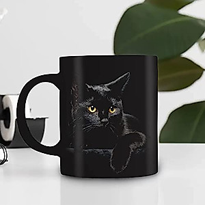 Black Cat - Ceramic Funny Coffee Mug - Perfect Cat Lover Gift - Cute Present - Great Birthday or Valentines Surprise (11oz)