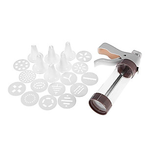 Cookie Press Gun Kit Good Grips Cookie Press Storage Case Baking Tool with 13 Disc Shapes Cookies Maker Set and 6 Icing Tips for DIY Biscuit Maker and Cake Decoration, Clear