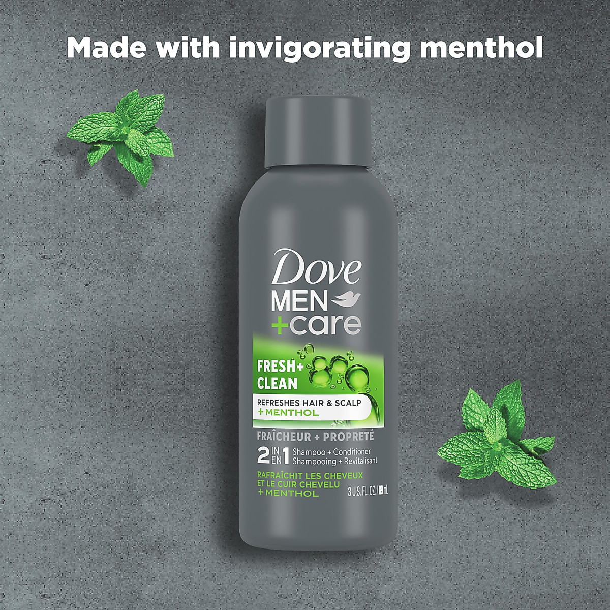 DOVE MEN + CARE Fortifying 2 in 1 Shampoo and Conditioner for Normal to Oily Hair Fresh and Clean with Caffeine Helps Strengthen Thinning Hair 3 oz (Pack of 12)
