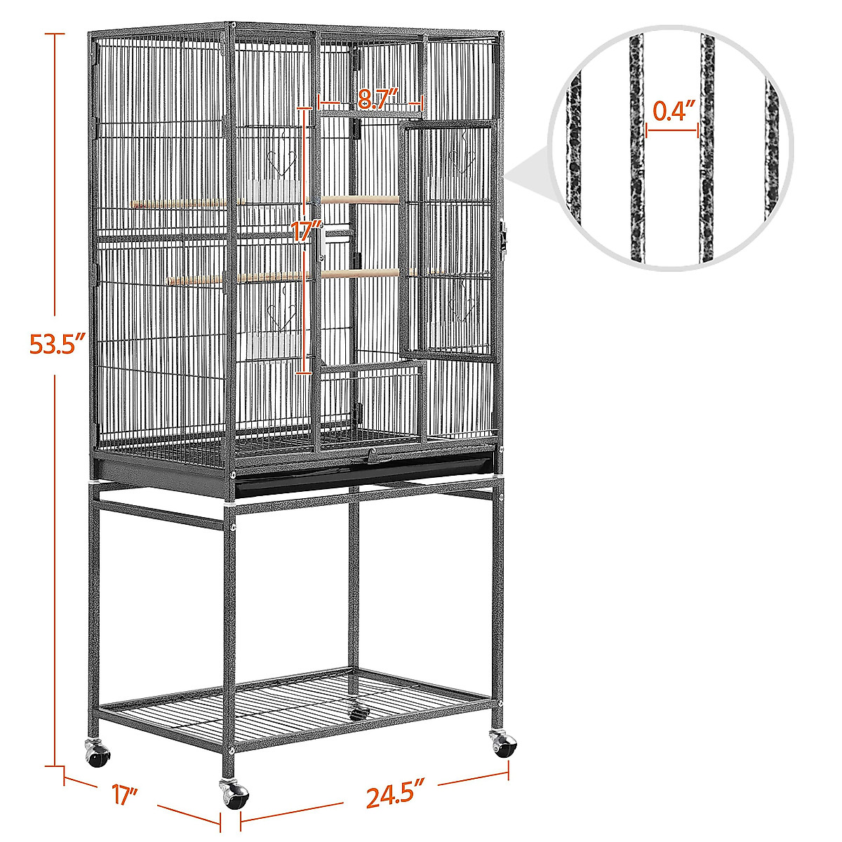 Yaheetech 54-inch Wrought Iron Standing Large Parrot Parakeet Flight Bird Cage for Small Parrot Sun Parakeet Green Cheek Conure Lovebird Budgie Finch Canary Bird Cage with Stand