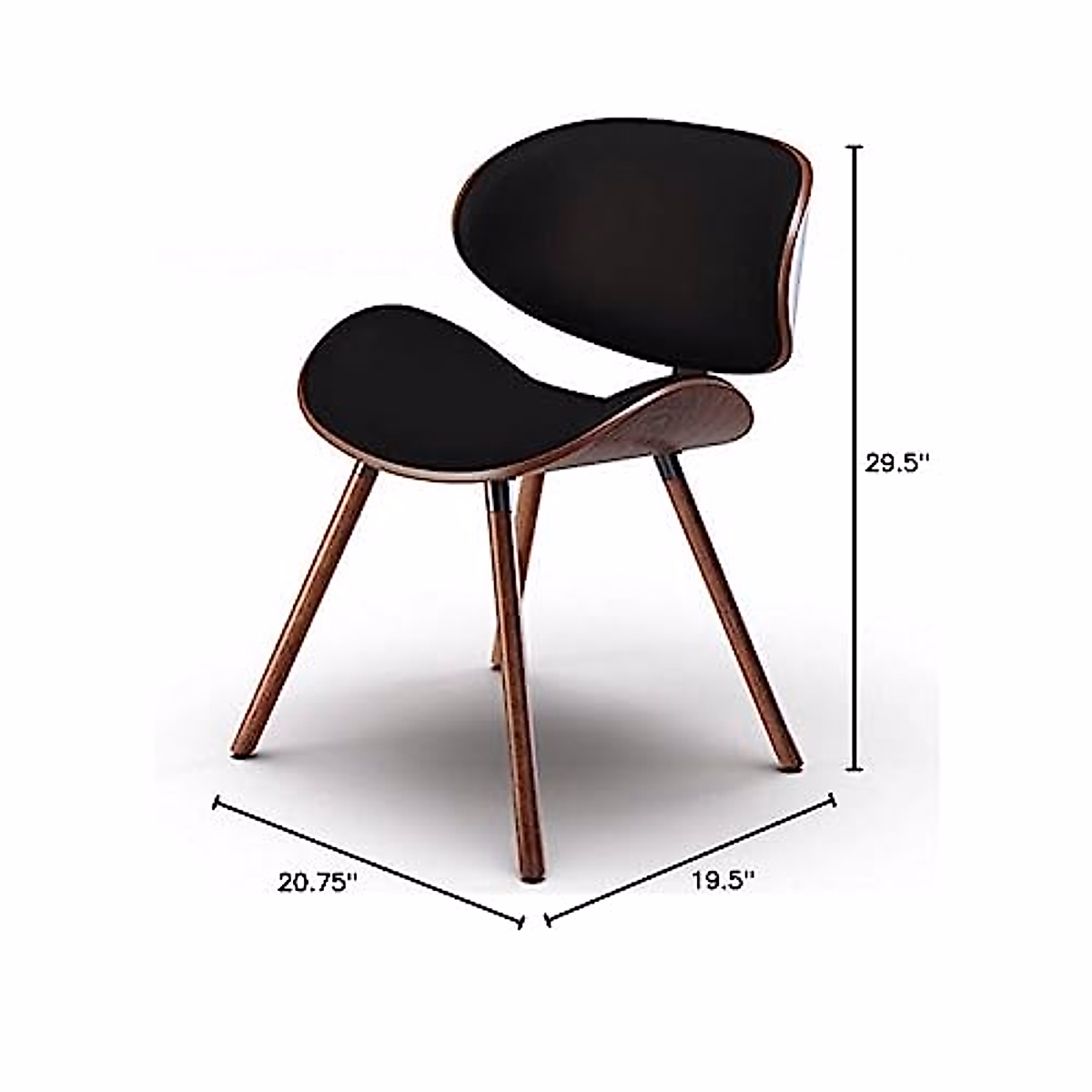 SIMPLIHOME Marana 18 Inch Mid Century Modern Dining Chair in Black Vegan Faux Leather, For the Dining Room