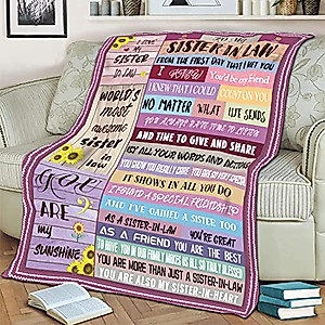 Sister in Law Gifts Blanket, Sister in Law Birthday Gifts for Women, Birthday Gifts for Sister in Law, Funny Gifts for Christmas, Engagement, Sister-in-Law Wedding Gift Throw Blankets 60"x 50"