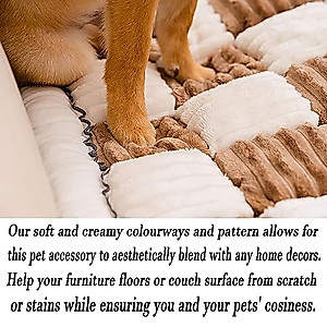 TTEDMO Funnyfuzzy Cream-Coloured Large Plaid Square Pet Mat Bed Couch Cover,Funny Fuzzy Couch,Funny Dog Sofa (Light Brown,27.6x70.9 in)