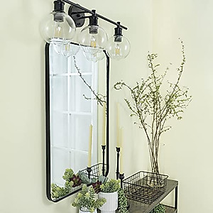 GRACTO 20x30 inch Black Stinless Steel Metal Framed Bathroom Mirror for Wall Mounted Rounded Rectangular Bathroom Vanity Mirror