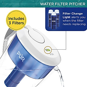 PUR Plus Water Pitcher Filtration System with 6 Months of Filters, 11 Cup, CR1111WLCR