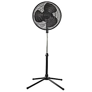 Comfort Zone 16" Oscillating Pedestal Fan with Folding Base, 3-Speed, Adjustable Height and Tilt, Top-Mounted Controls, Ideal for Home, Bedroom & Office, CZST162BTEBK