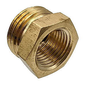 GRIDTECH Brass Garden Hose Adapter Fitting, 1/2” NPT Female Threads and 3/4" GHT Male Connector, shower pipe arm handshower adapter, Heavy-Duty High-Pressure Support, Rust and Corrosion Resistant