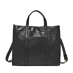 Fossil Women's Carmen Leather Shopper Tote Purse Handbag, Black (Model: ZB7938001)