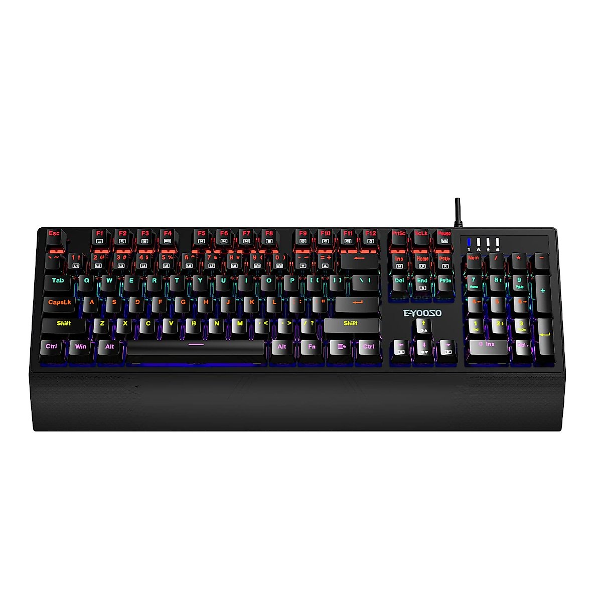 E-YOOSO Mechanical Keyboard, Mechanical Gaming Keyboard with Blue Switches, 104 Keys, Wired Keyboard Mechanical with Rainbow Backlit & RGB LED Side Light, Clicky Keyboard for Windows, Gaming, PC