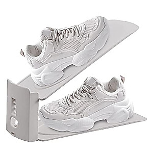 NULYUNZE Double Layer Shoe Slot Organizer - Flexible Built-in Design Shoe Storage Rack - Double Layer Shoe Rack Organizer Holder Dustproof