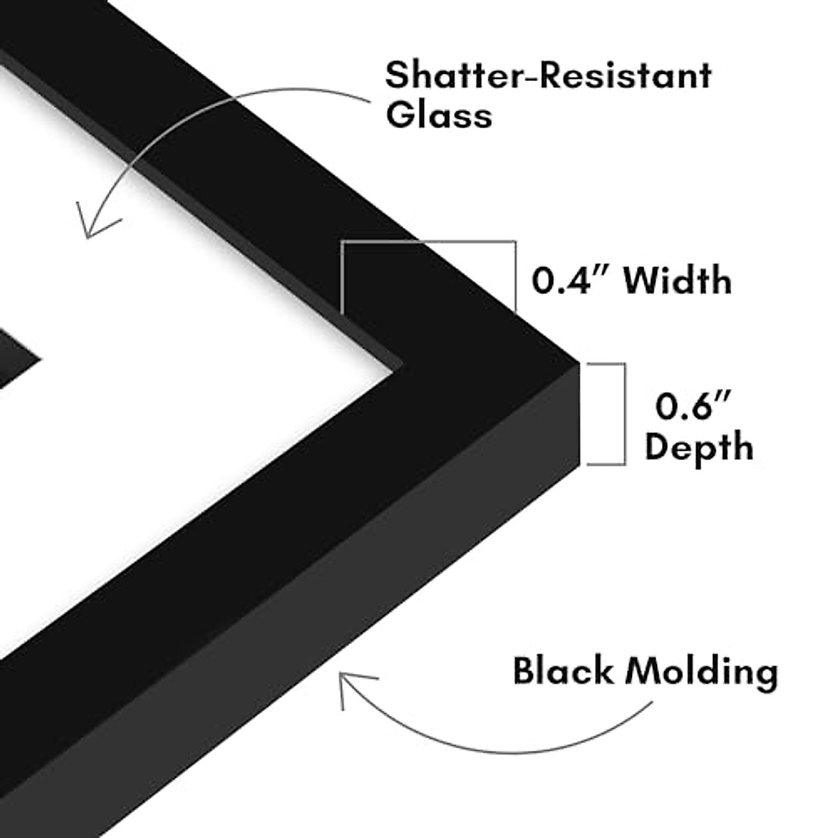 Americanflat 6x8 Picture Frame with Shatter-Resistant Glass - Use as 4x6 Frame with Mat or 6x8 Frame Without Mat - Streamline Collection - Thin Photo Frame for Wall and Tabletop Display - Black