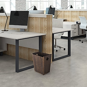 ETELI Wood Trash Can Wastebasket Small Rectangular Farmhouse Rustic Garbage Bin with Handles for Bedroom, Bathroom, Kitchen, Office, Brown