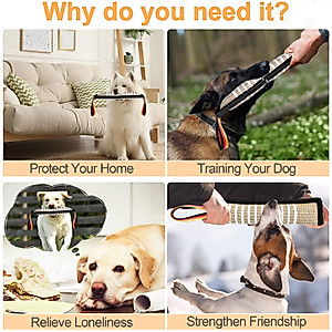 Dog Tug Toy Dog Bite Jute Pillow Pull Toy with 2 Strong Handles Perfect for Tug of War, Puppy Interactive Play, Tear Resistant Bite Training Toys for Small Medium Large Dogs (Black Flag)